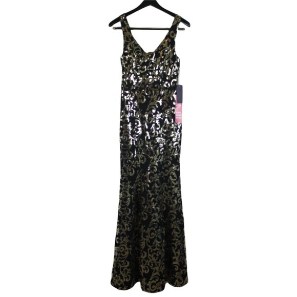 City Triangles | Dresses | City Triangles Black Gold Sequin Formal Gown ...